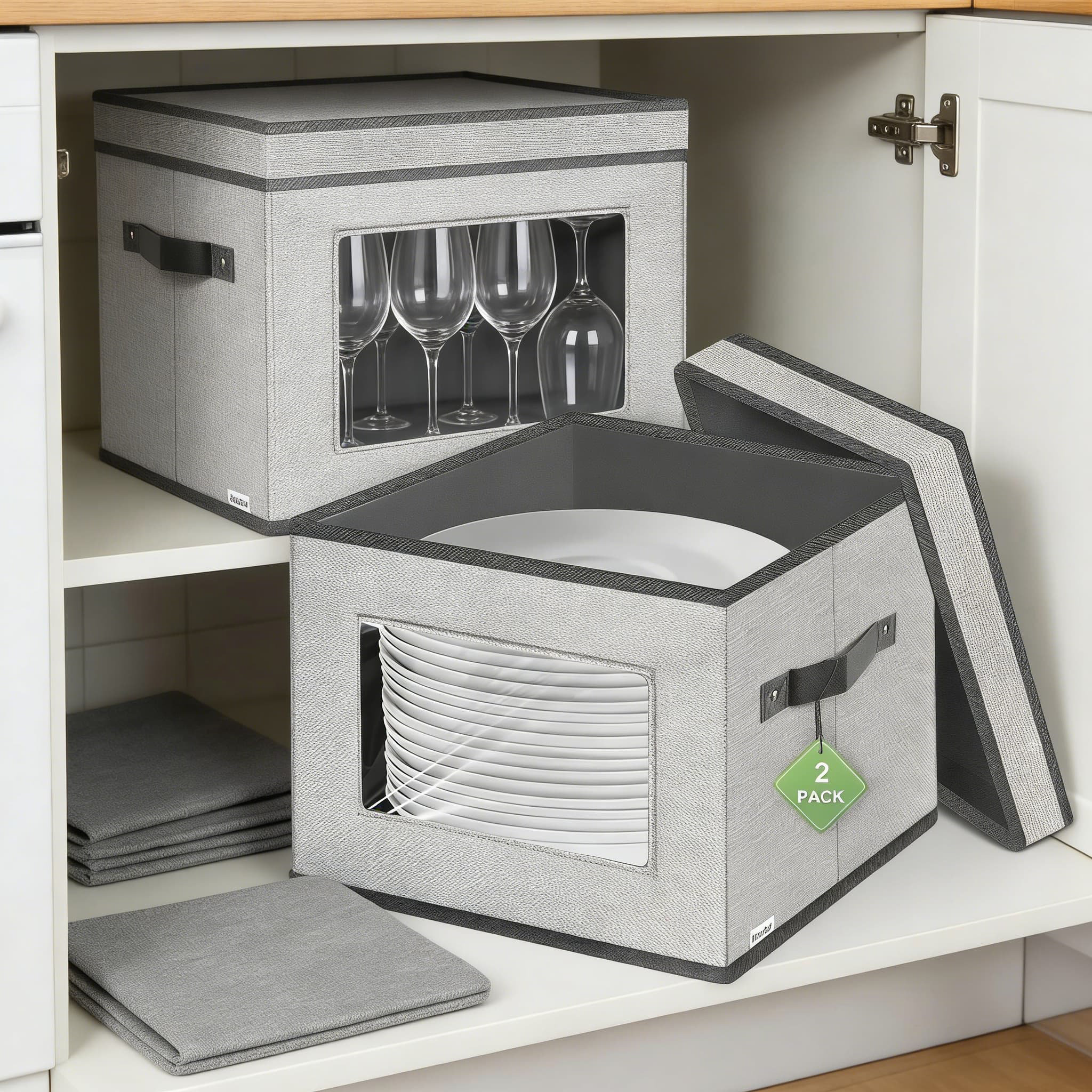 Rebrilliant Dish Storage Box With Felt Dividers And Clear Window ...