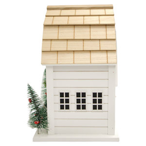 Home Bazaar Holiday Offerings Holly Cottage 9.75 H x 8.25 W x 6.25 D ...