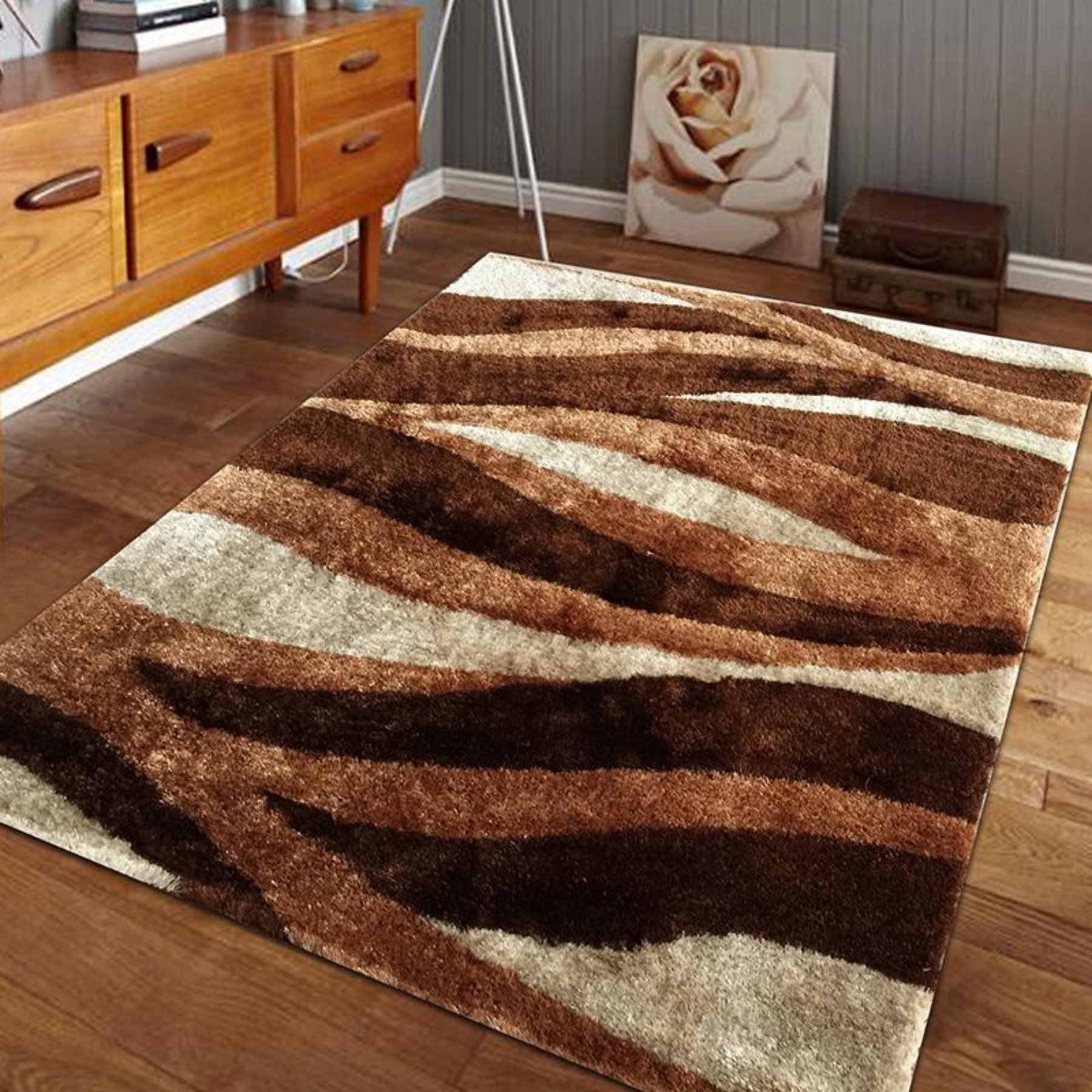Ivy Bronx "Aria Collection" Soft Pile Hand Tufted Shag Area Rug | Wayfair