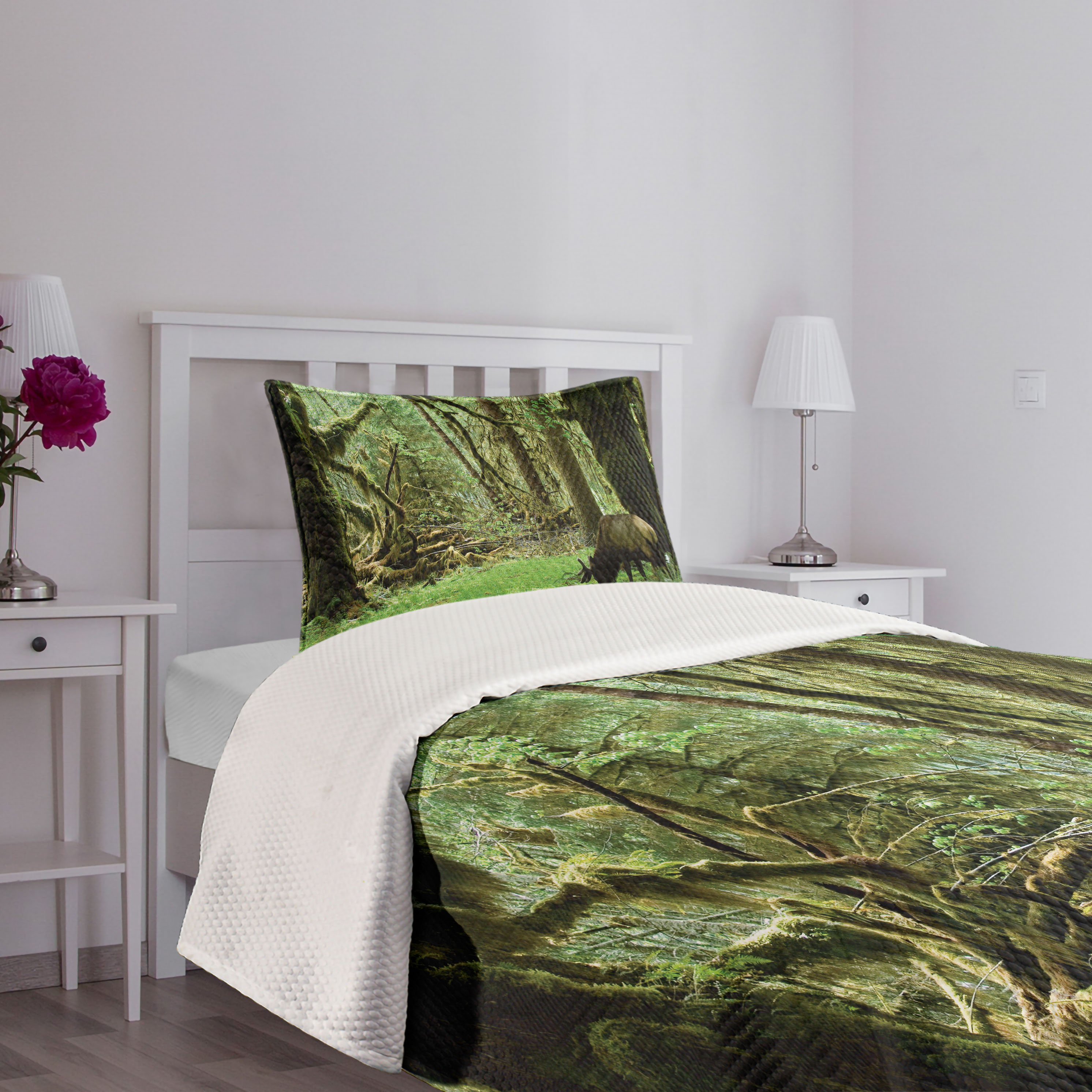 Ambesonne Forest Bedspread Roosevelt Elk in | Wayfair