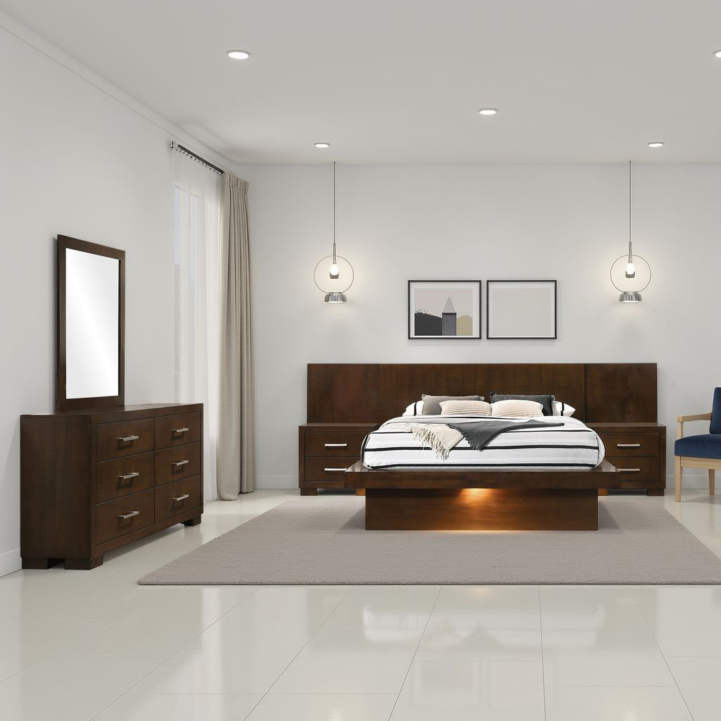 Benjara Bela 5 Piece Wall Panel Bedroom Set LED Underlight | Wayfair