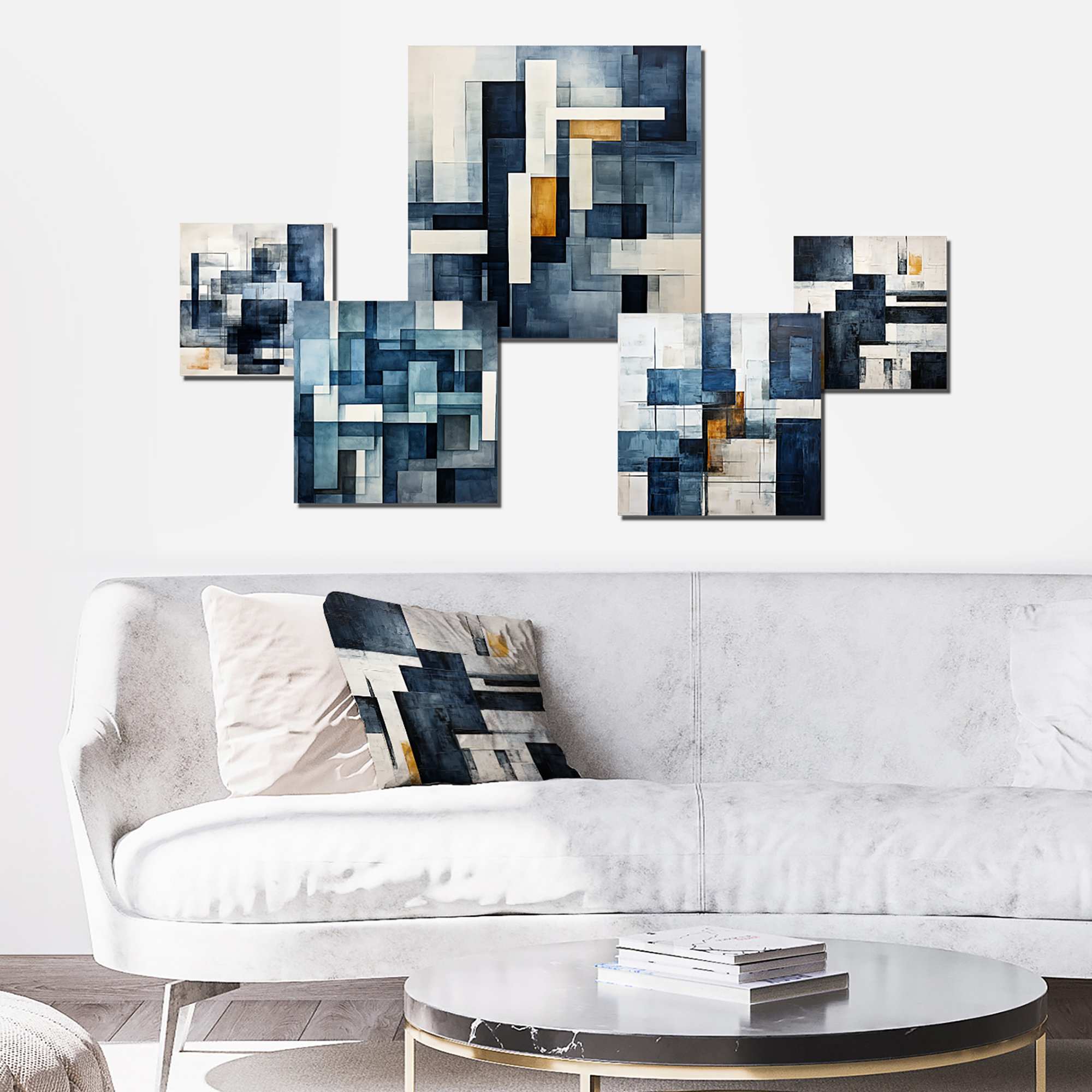 Design Art Illusion Abstract Shapes - Abstract Shapes Wall Art Set Of 5 ...