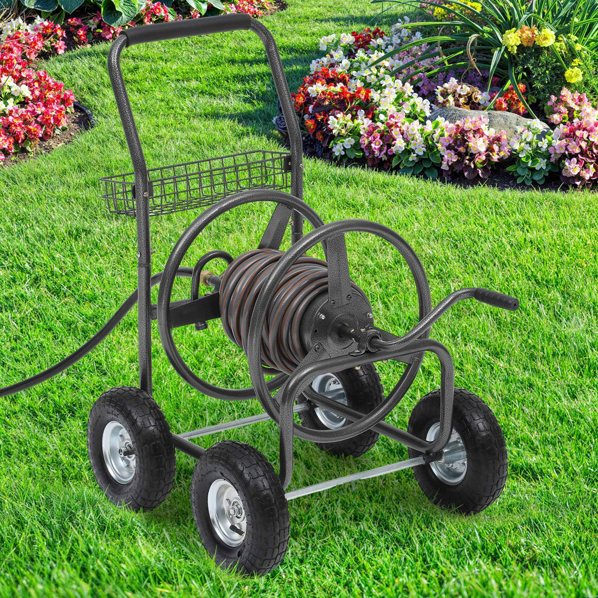 Autodaya Hose Reel Cart, Hold Up to 250 ft of 5/8" Hose, Garden Water ...