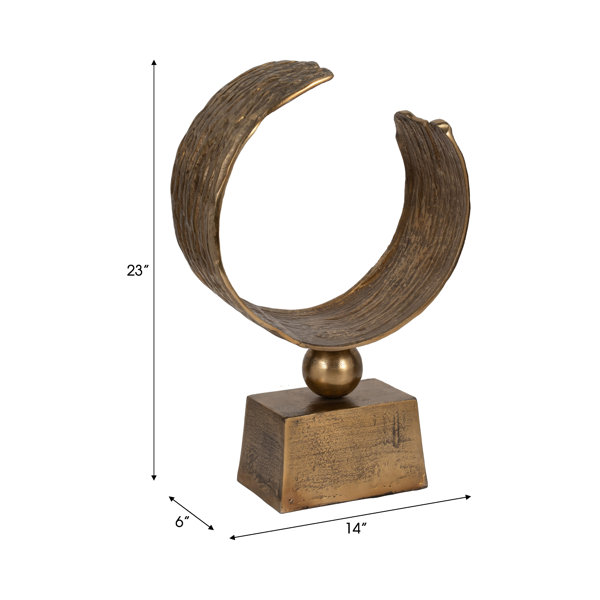 Mercer41 Metal Antique Brass 23"H Round Table Top Deco - 14" x 6" x 23 ...