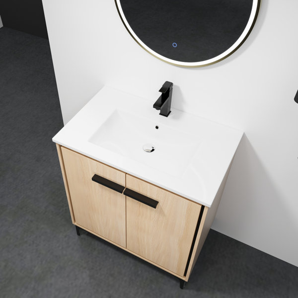Ivy Bronx Mesilla 30 Inch Bathroom Vanity Base With Basin, Storage ...