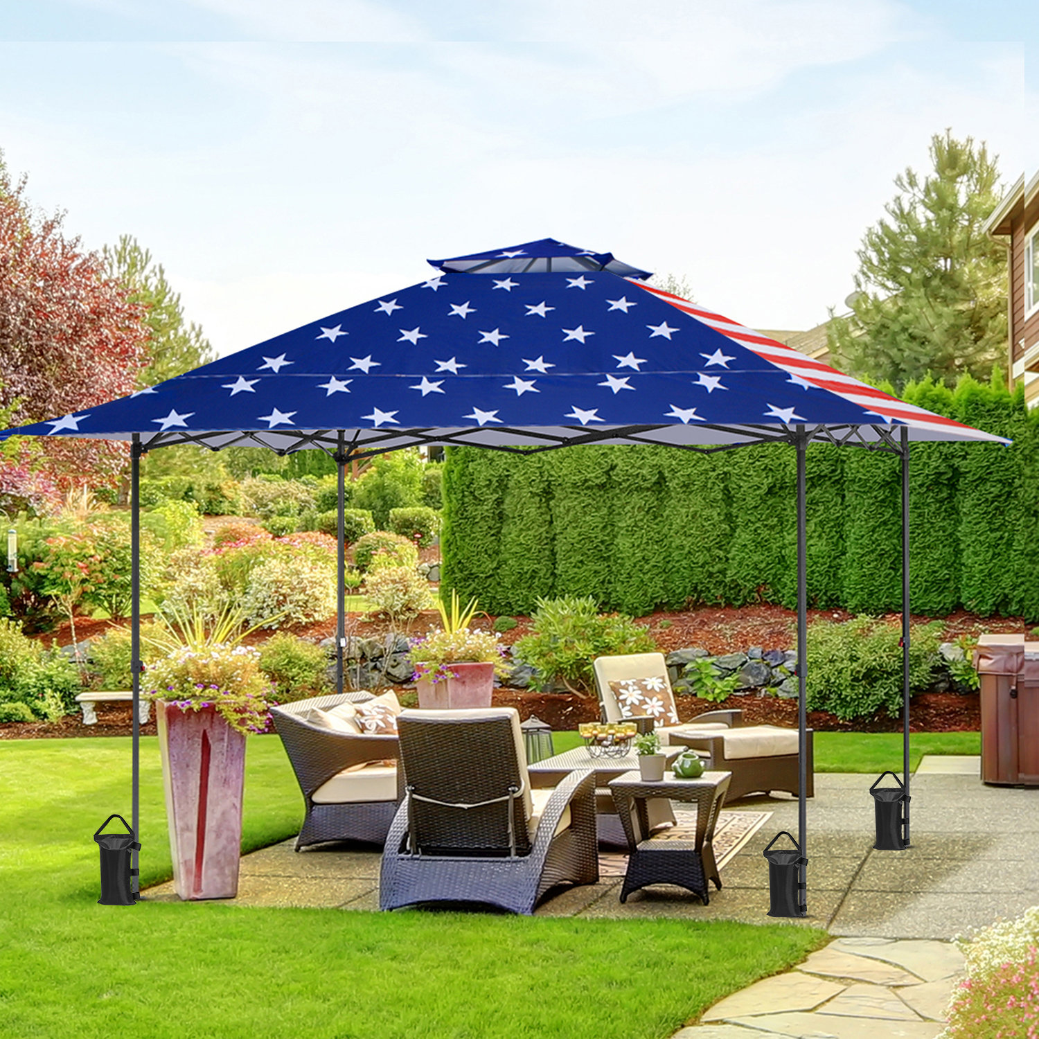 EAGLE PEAK Pop Up Canopies 13 Ft. W x 13 Ft. D Steel Pop-Up Canopy ...