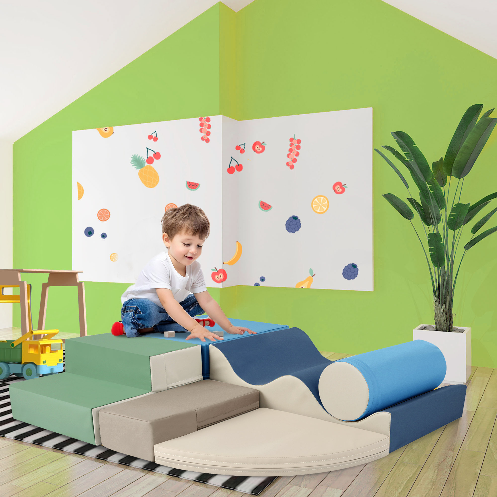 howcoolmall 6 Piece Soft Climb And Crawl Foam Playset, Kids Crawling ...