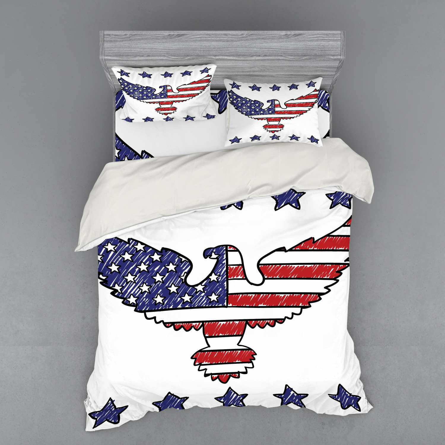 Ambesonne Sketch Patriotic Bald Eagle National Majestic Emblem Symbolic ...