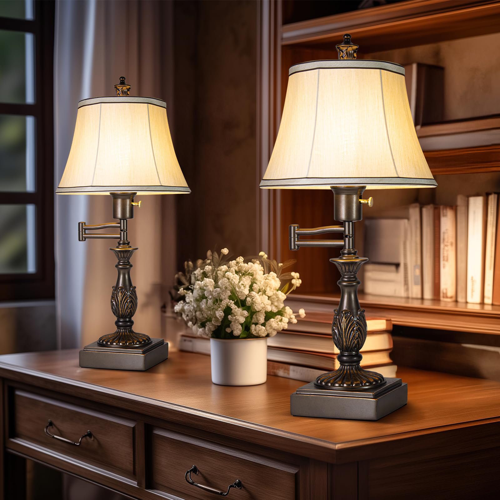 Astoria Grand Rustic Traditional 350° Adjustable Swing Arm Table Lamp ...