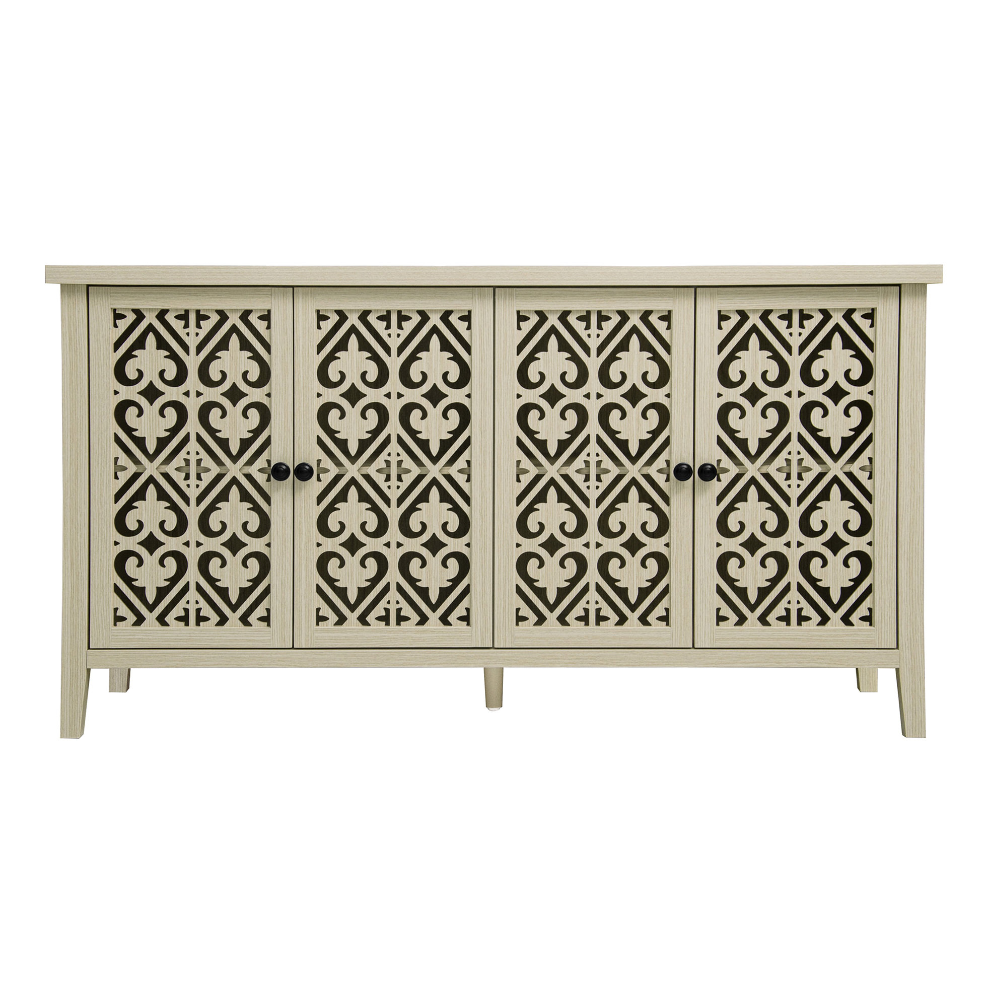 Charlton Home® Hollowed - Out Cabinet With 4 Doors For Bedroom, Living ...