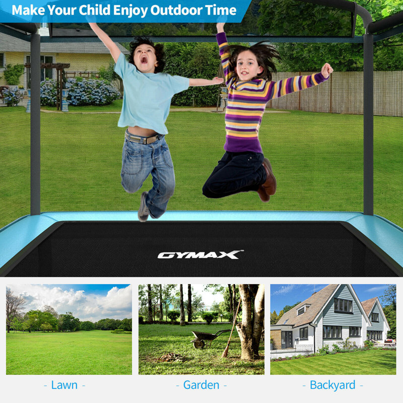 Gymax 6.25' Rectangle Backyard Trampoline with Safety Enclosure ...