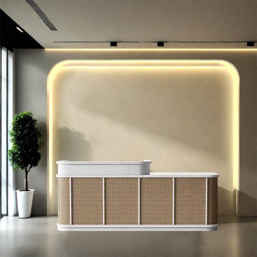 Bayou Breeze 110.23-Inch White Multi-Functional Front Desk, Computer ...