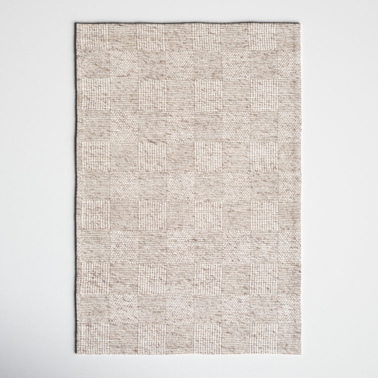 Birch Lane™ Becker Geometric Hand-Woven Wool Off-White/Gray/Ivory/Black ...