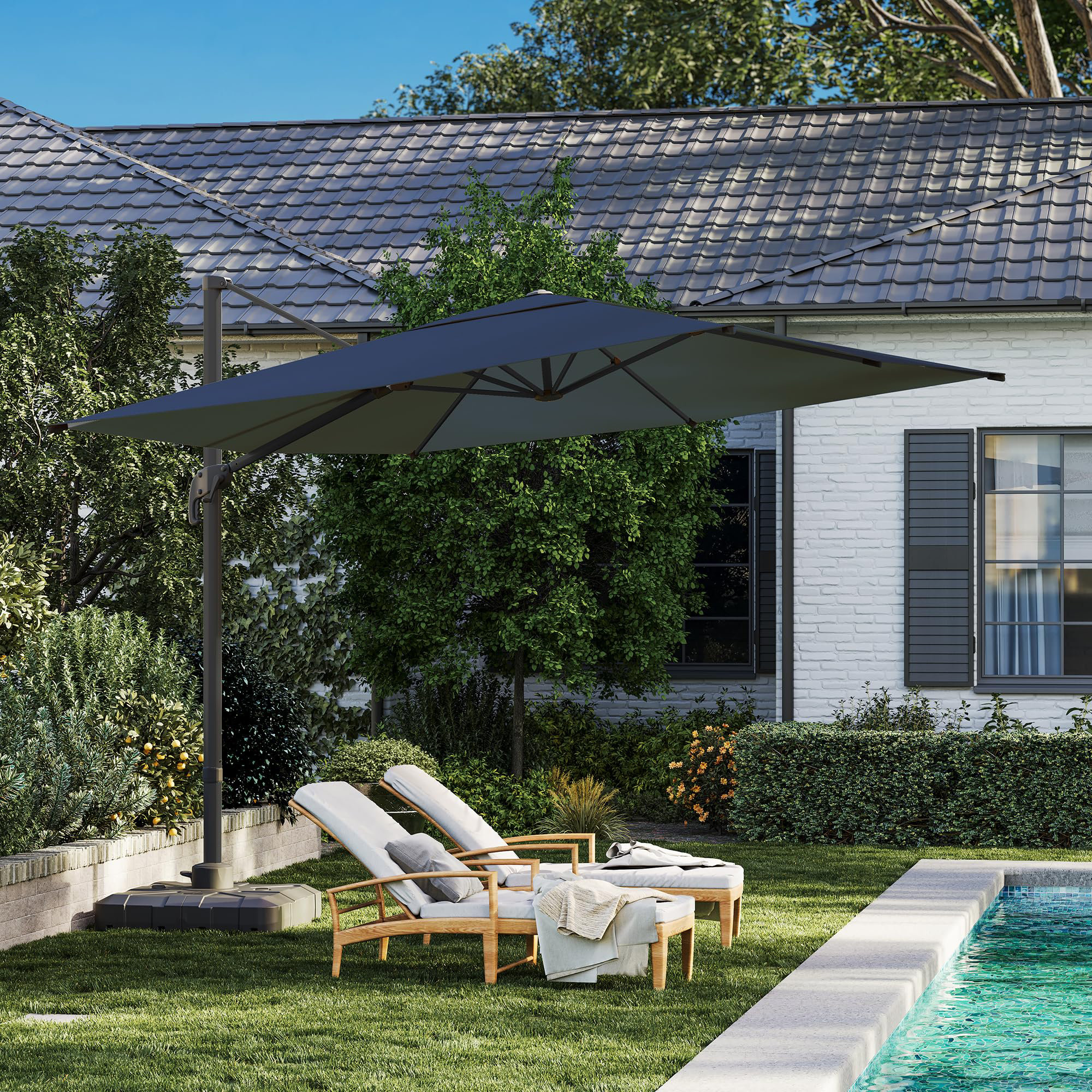 Arlmont & Co. 10 Ft Aluminum Cantilever Patio Umbrella With 360 ...