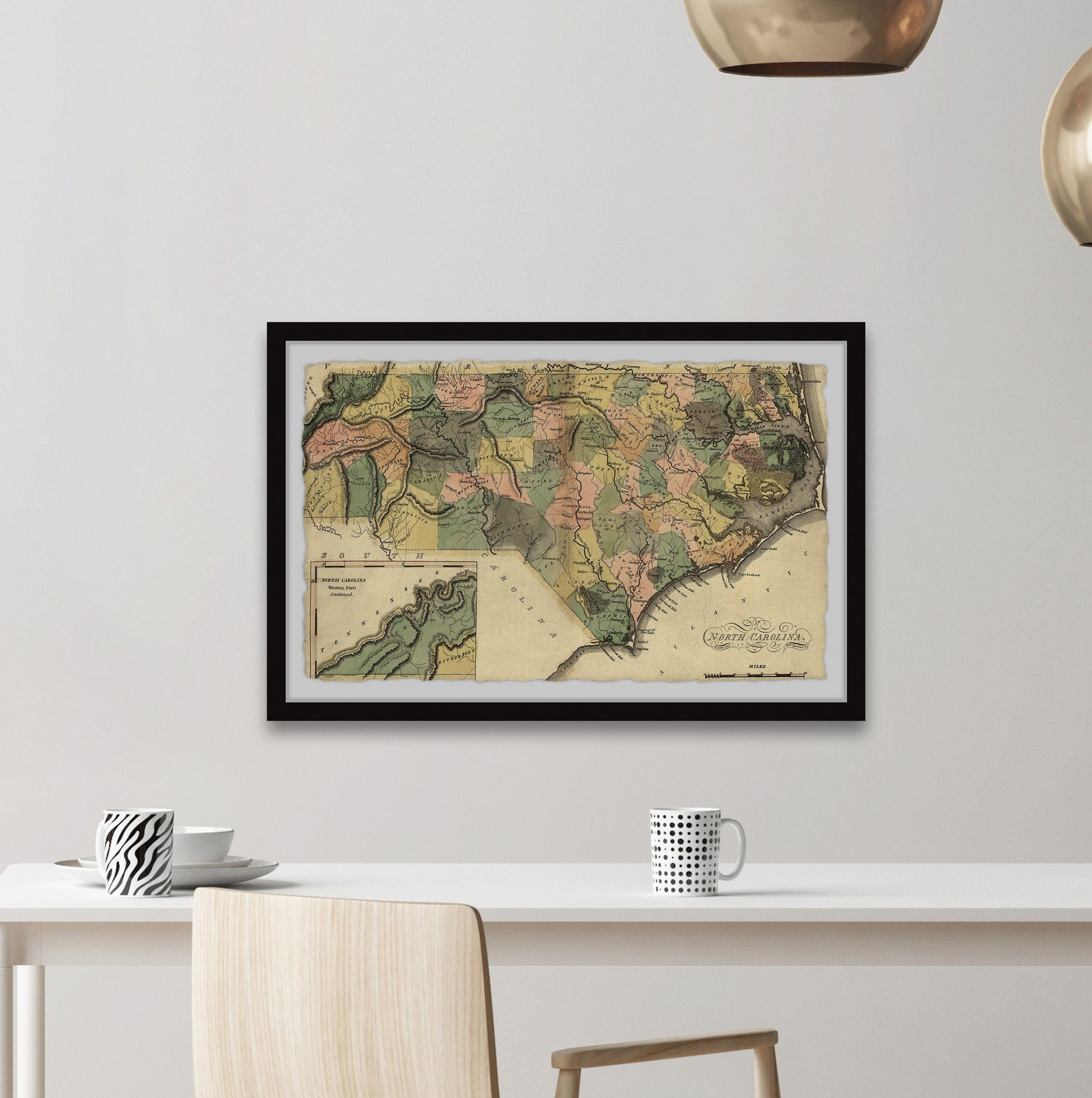 17 Stories Vintage Map of North Carolina III - Picture Frame Graphic ...