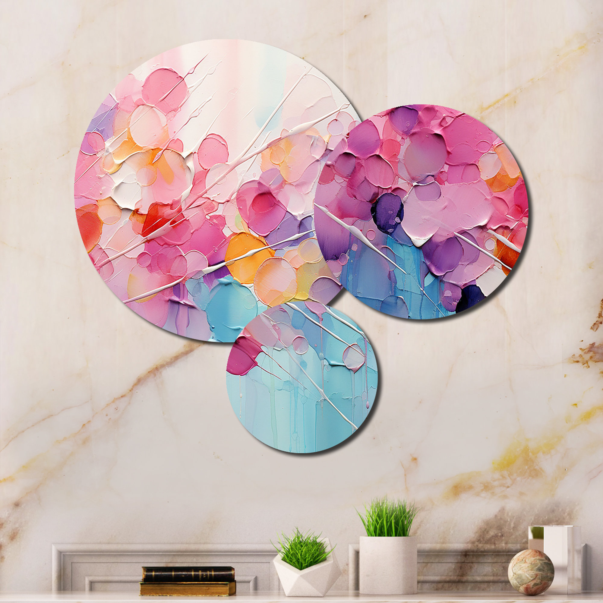 Ivy Bronx Pink Blue Pastel Patchwork - Abstract Collages Metal Wall ...