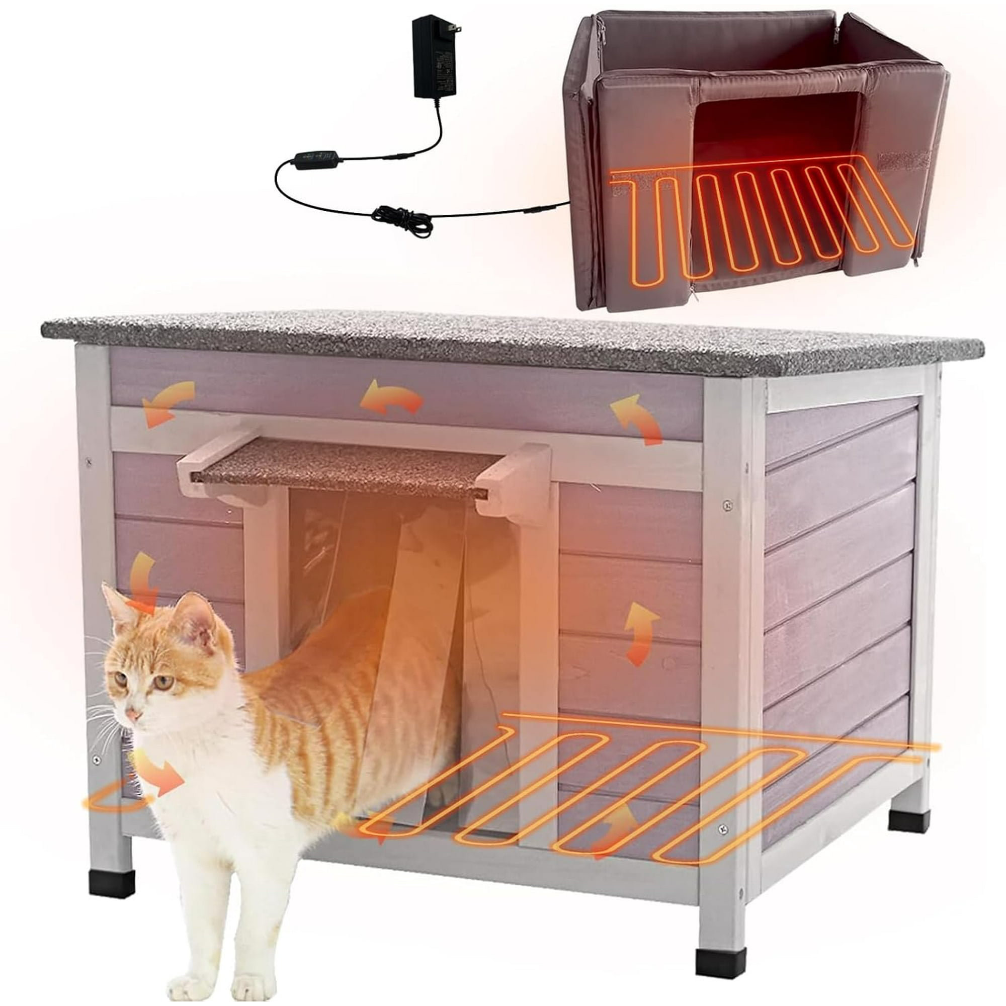 Tucker Murphy Pet™ Gurchetan Heated Cat House Outdoor Feral Kitty ...