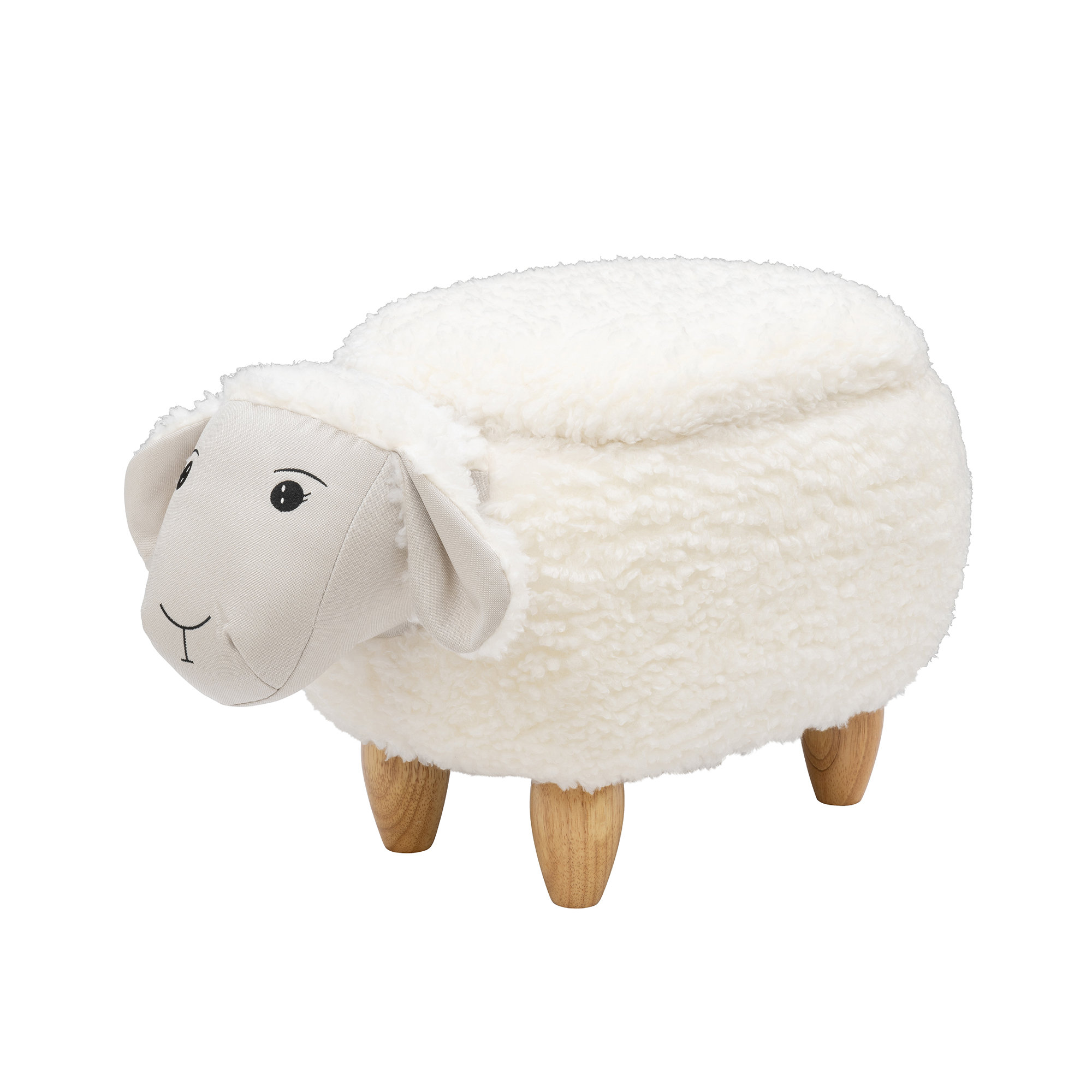 Harper Orchard Sheep Ottoman with Storage, Soft Animal-Shaped, White ...