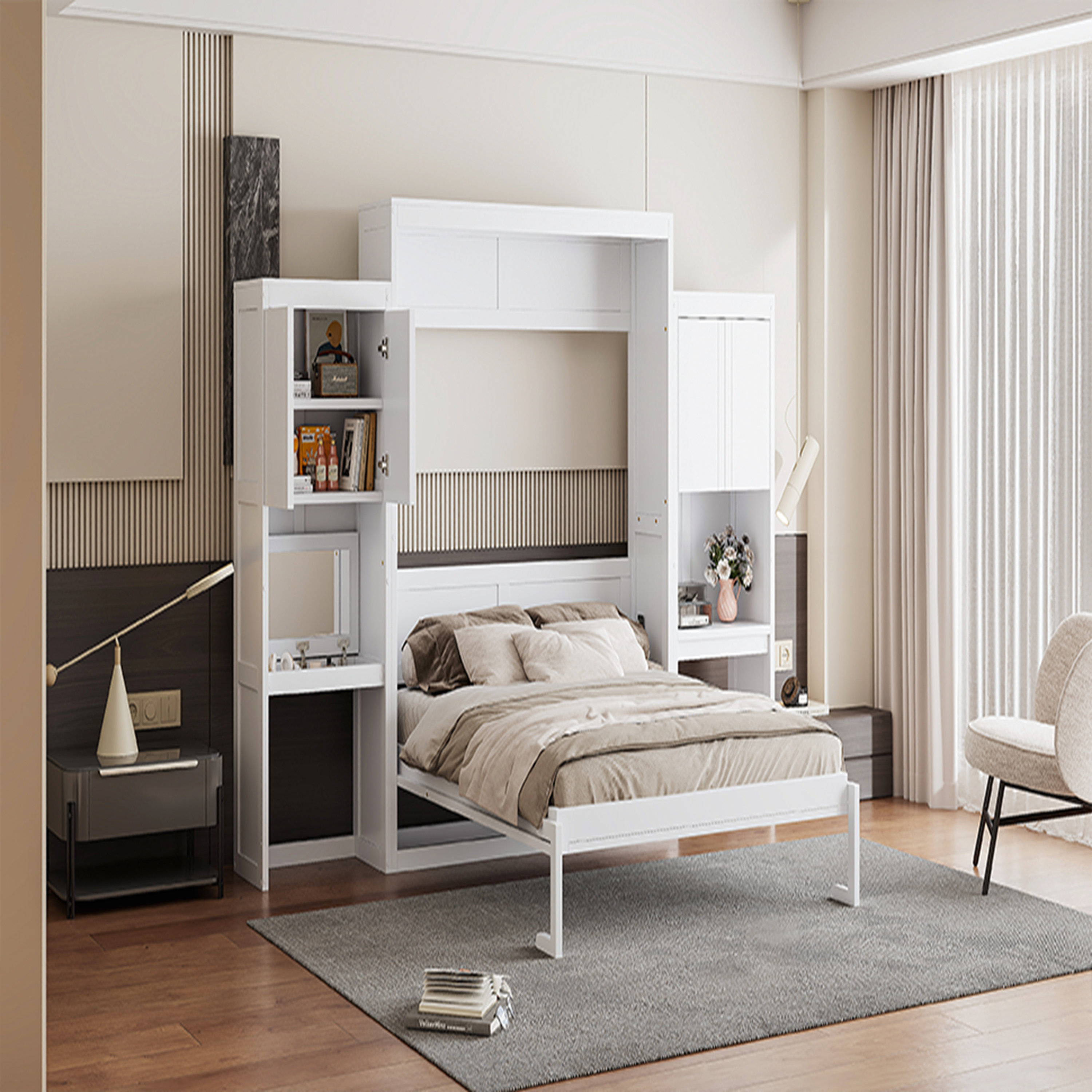 Corrigan Studio® Versatile Queen Murphy Bed with Integrated Desk ...