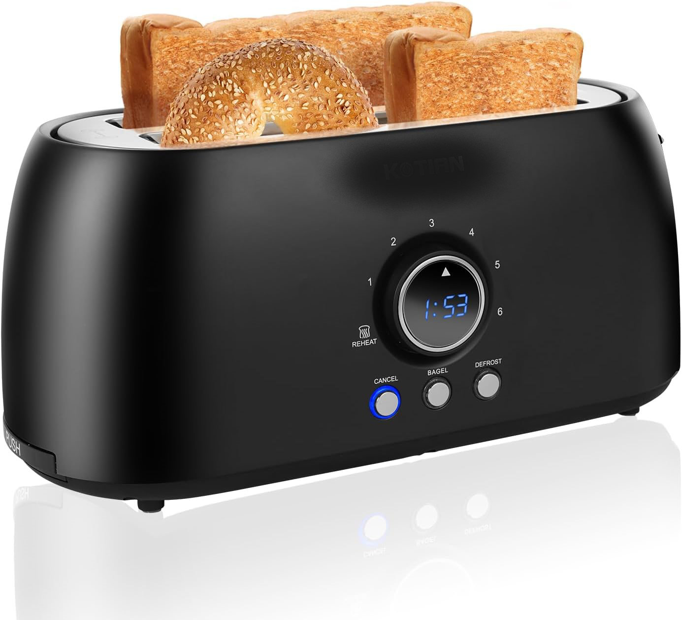 IMPIAR Retro Long Slot Toasters With Countdown Timer Stainless Steel ...