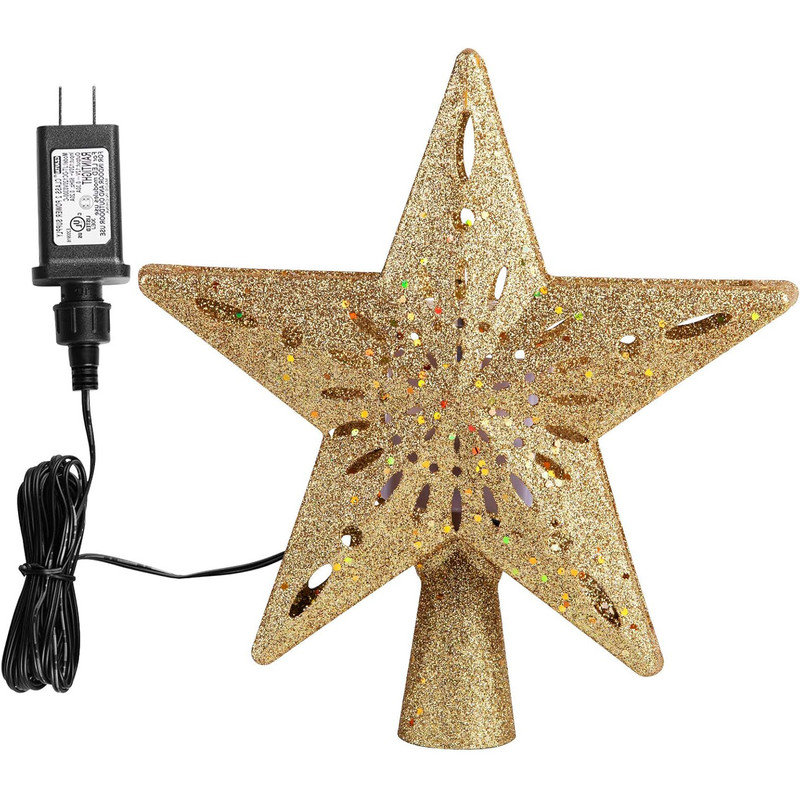 NOMBEL Christmas Star Tree Topper with Built-in Led Snowflake Projector ...