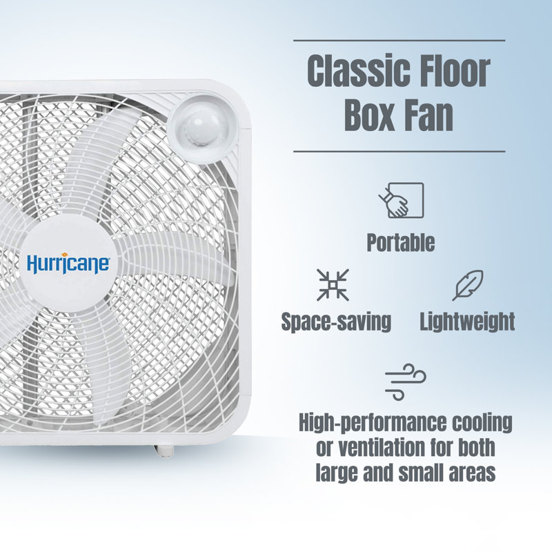 Hurricane 20 Inch Classic Series Floor Box Fan with 3 Efficient Speed ...