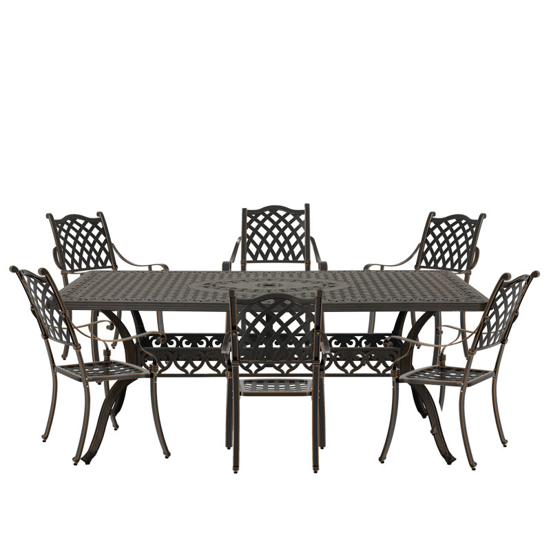 Canora Grey Ribal 6 - Person Rectangular Cast Aluminum Dining Set | Wayfair