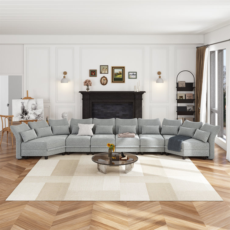 Ebern Designs Osvaldas 122'' 11 - Piece Upholstered Sectional With ...