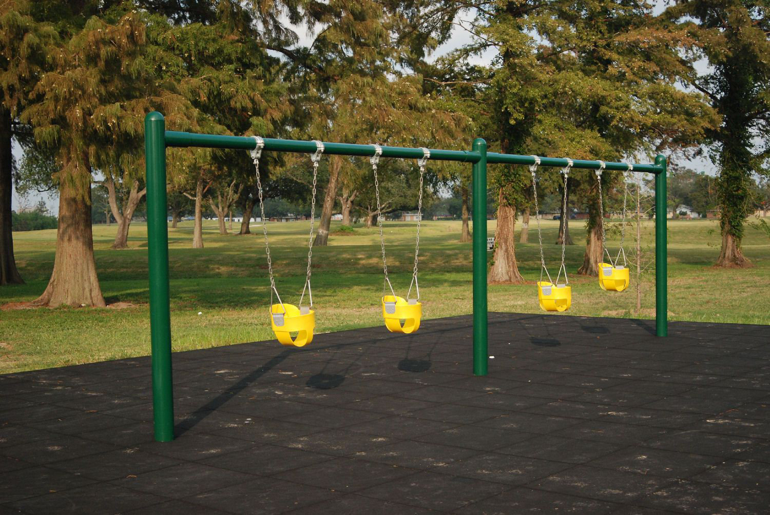 Kidstuff Playsystems, Inc. Single-Post Swing Set with 4 Baby Seats ...