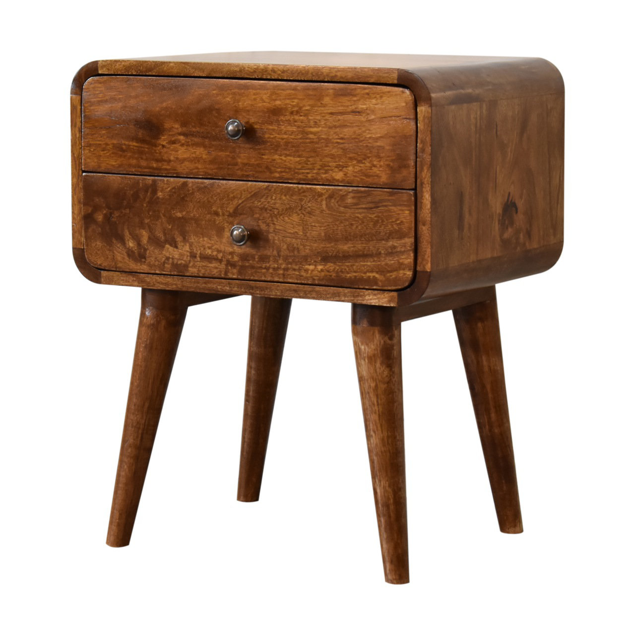 Millwood Pines Solid Wood Large Curved Chestnut Bedside Table by ...