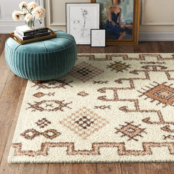 Kelly Clarkson Home Biloxi Burnt Orange Southwestern Shag Area Rug ...