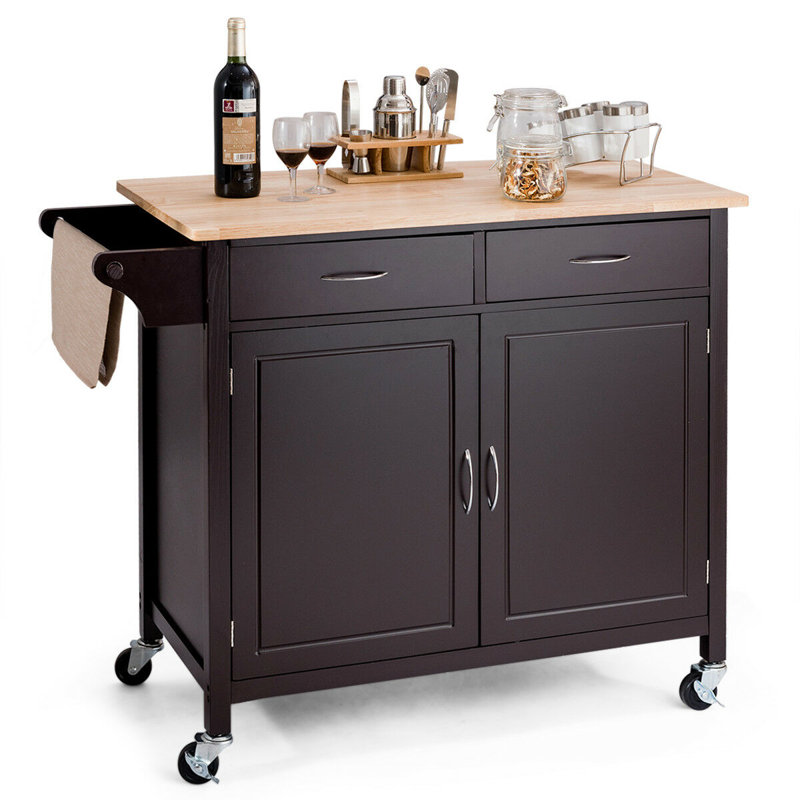 Highland Dunes Omeara Solid Wood Kitchen Cart & Reviews | Wayfair