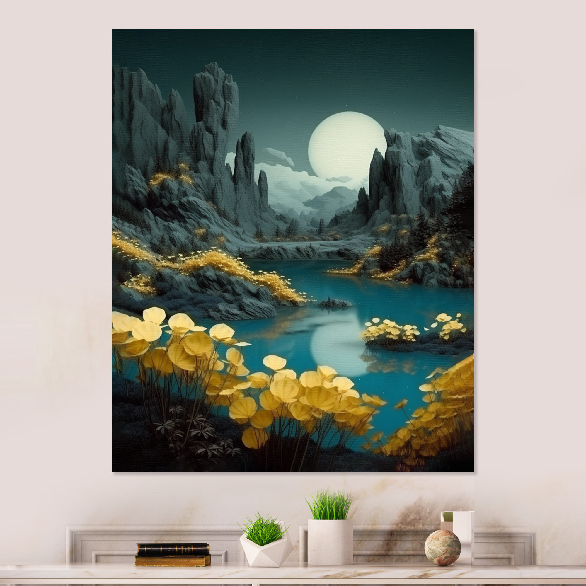 Millwood Pines Shahnur Shahnur Moon Through Mountain Peaks I On Metal ...