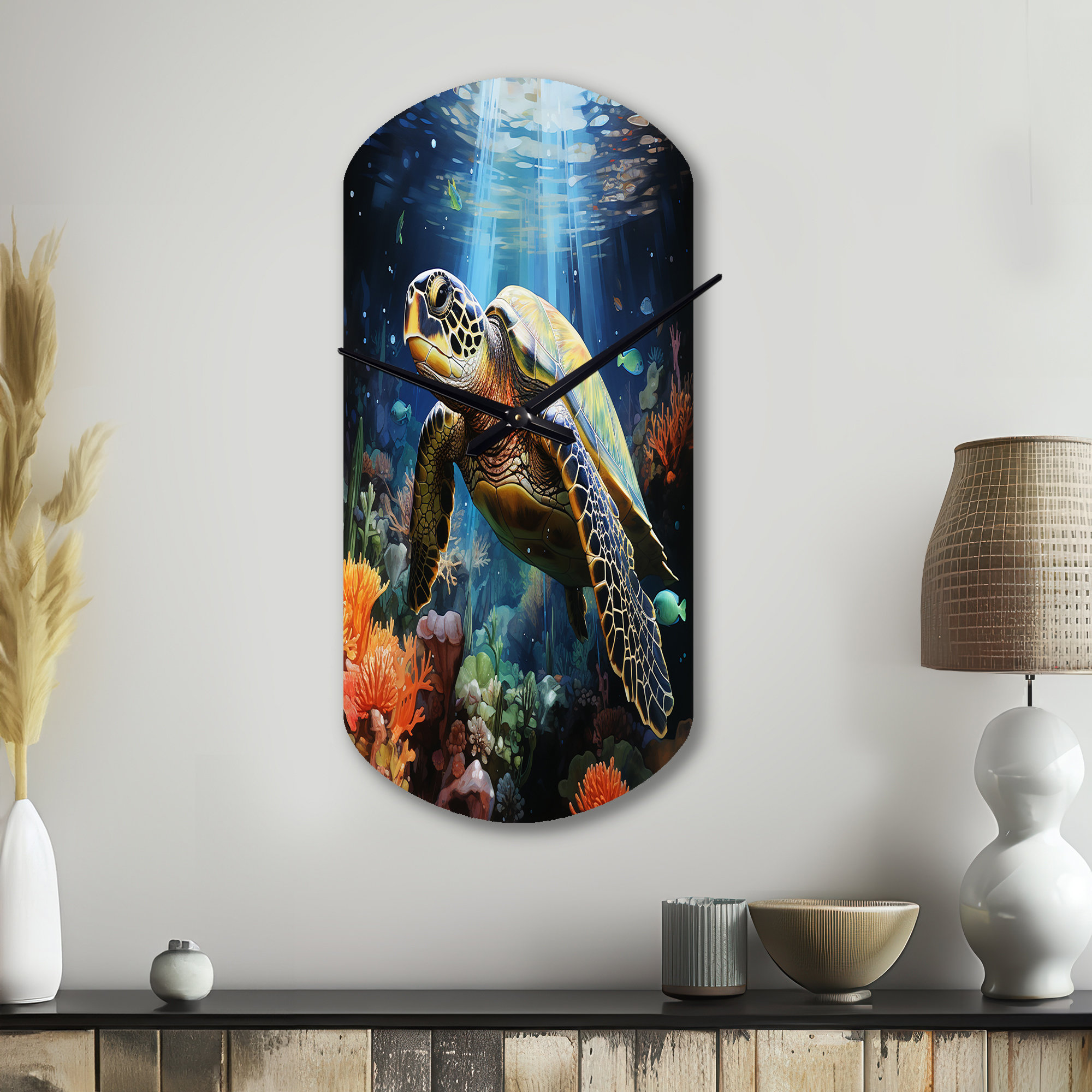 Design Art Green Blue Marine Animals Turtle Encounter VII - Cylinder ...