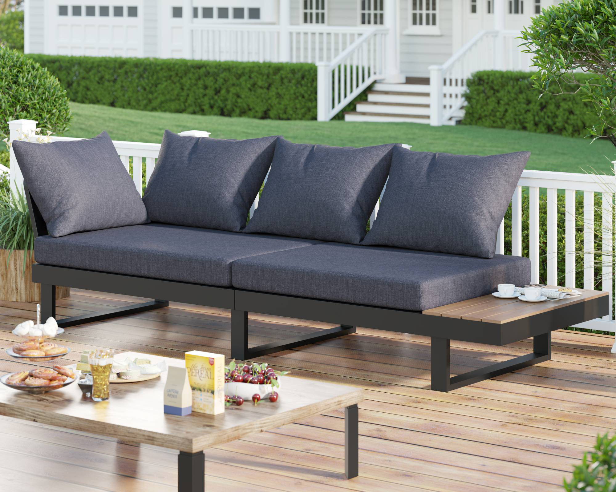 Ebern Designs Manglo Aluminum Patio Conversation Set With Backrest, 3 ...