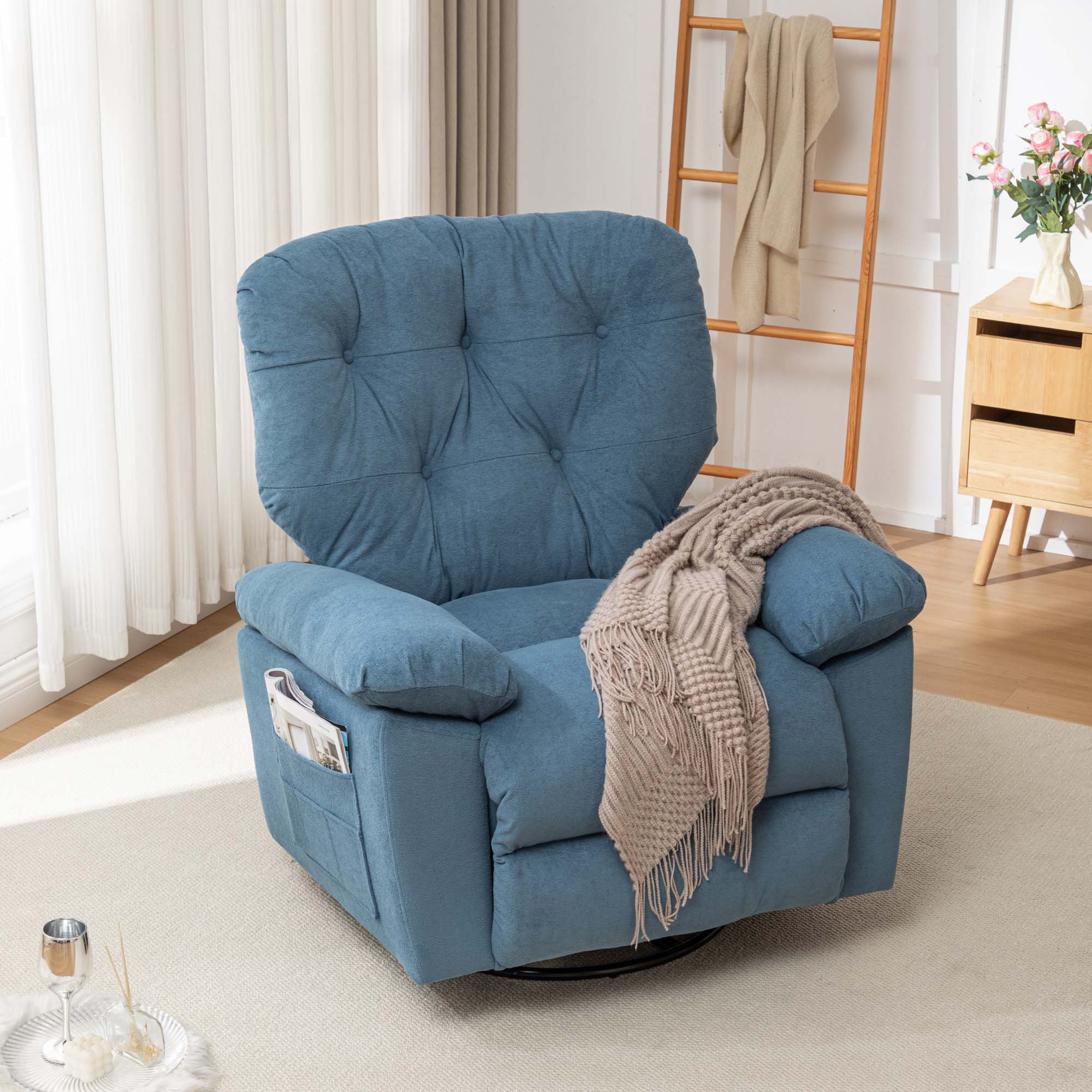 Latitude Run® Recliner Chair,Soft Artificial Fleece, Overstuffed ...
