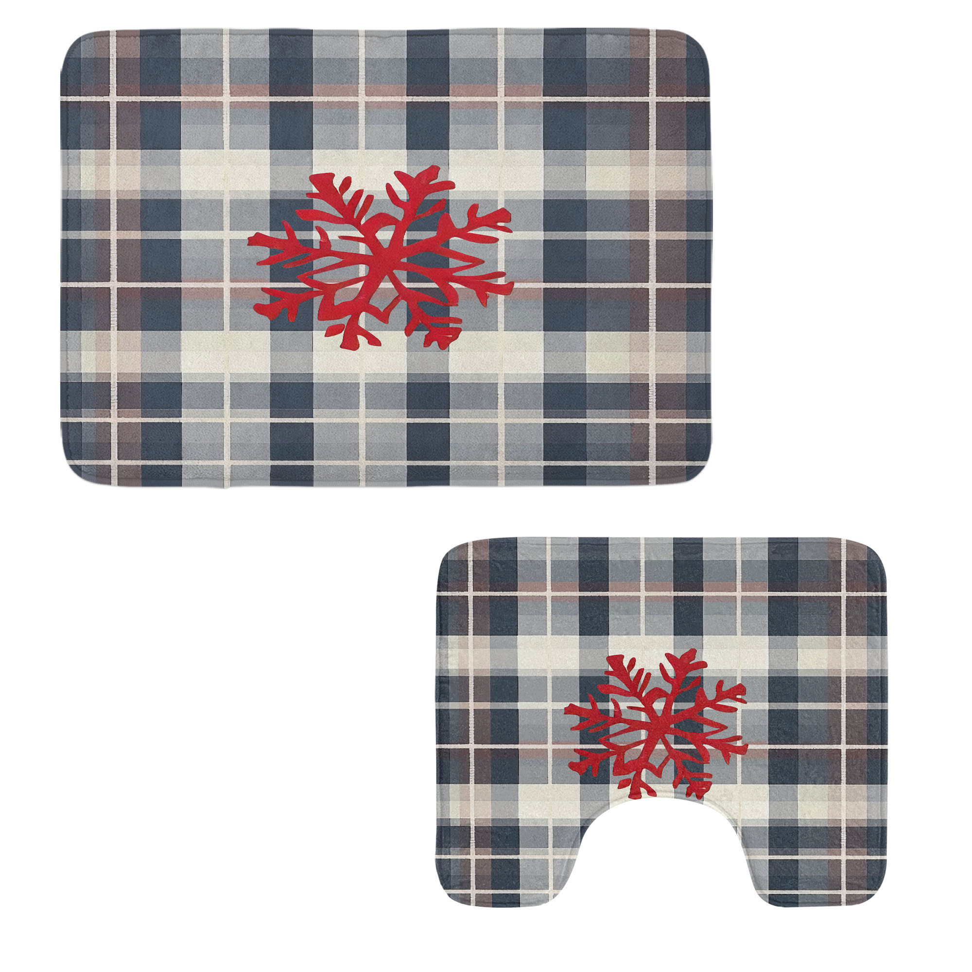 The Holiday Aisle® Christmas Bathroom Rug Set 2 Pieces Rectangle ...