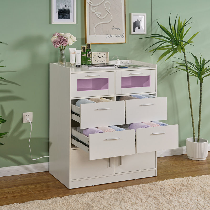 Ebern Designs Storage Accent Cabinet With LED Lights Chest | Wayfair