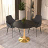 Mercer41 Derik Round Dining Table with MDF Top and Gold Stainless Steel ...