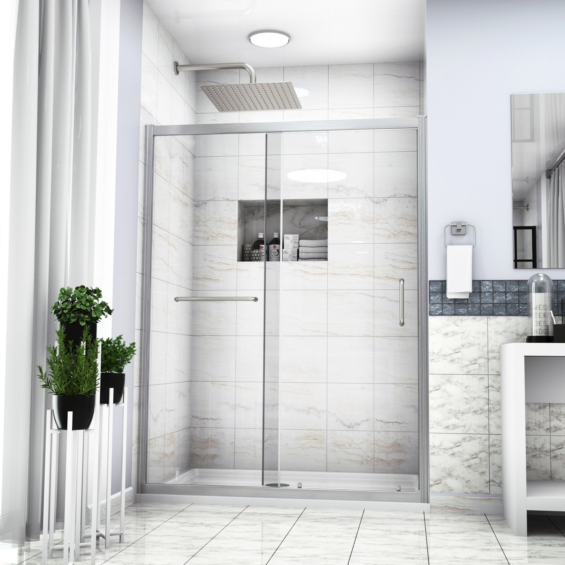 IntrospectiveIncline Shower Door, 60" X 72" - Extraordinary Tempered ...