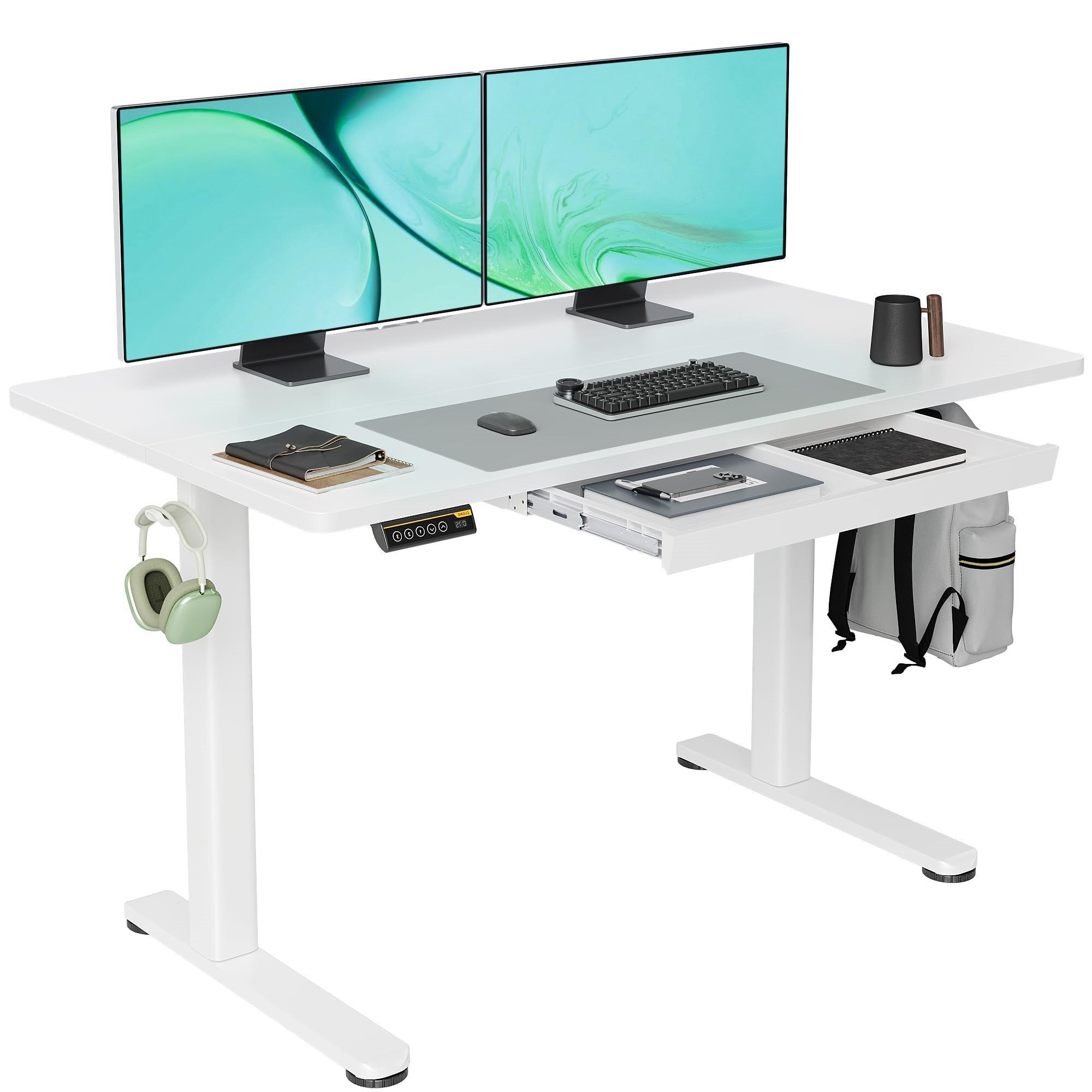 Latitude Run® 43 Inch Sit Stand Computer Desk,Electric Standing Desk ...