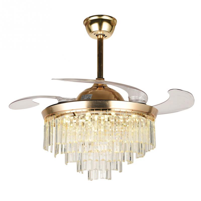 Mercer41 Dinges Crystal Led Chandelier 42"retractable Ceiling Fan Lamp ...