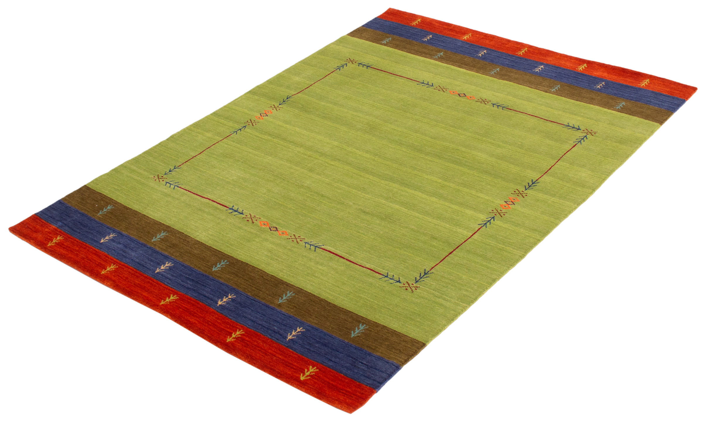 Bungalow Rose Oriental Hand-Knotted Wool Green Area Rug | Wayfair