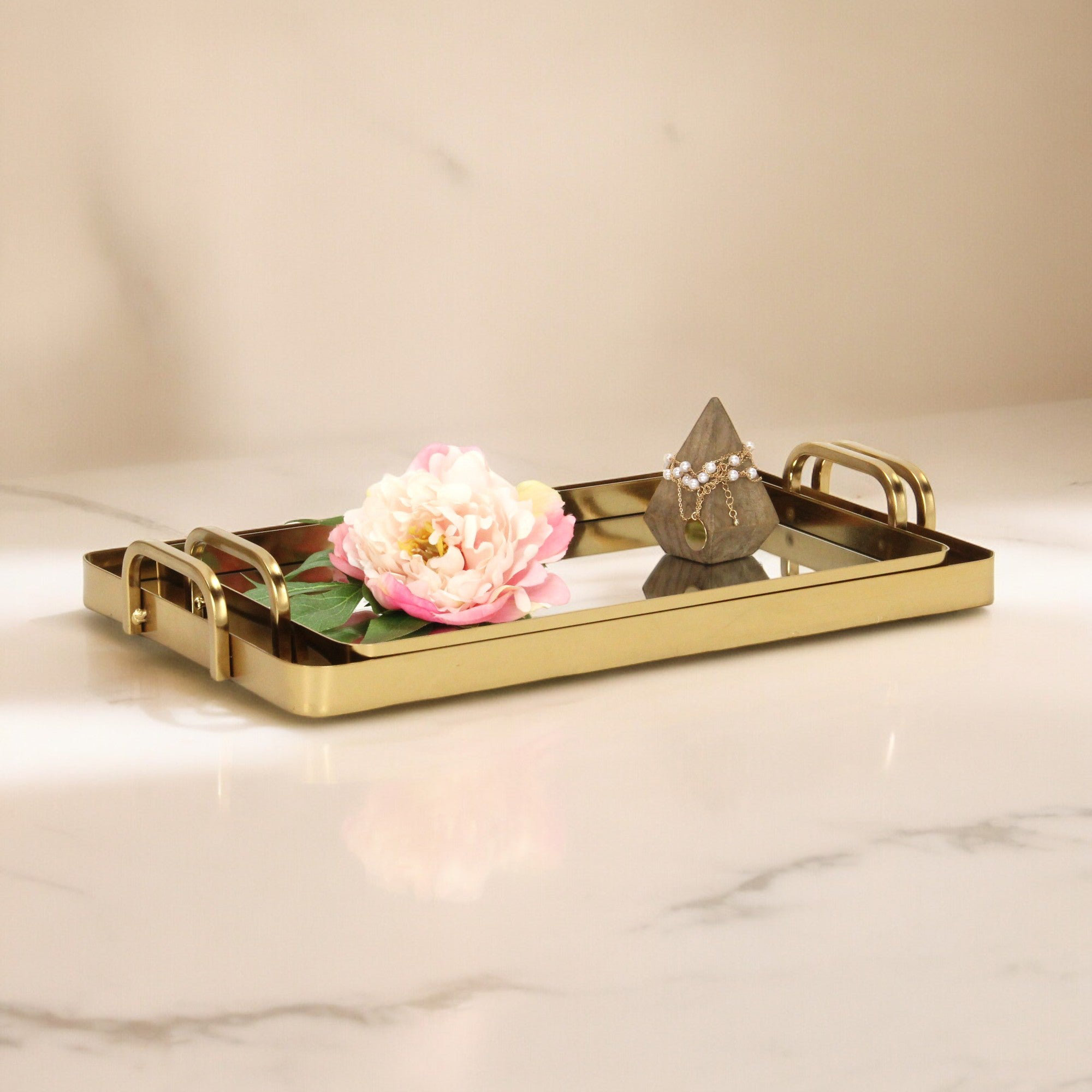 Mercer41 Nuvelle Set of 2 Metal Mirrored Trays | Wayfair