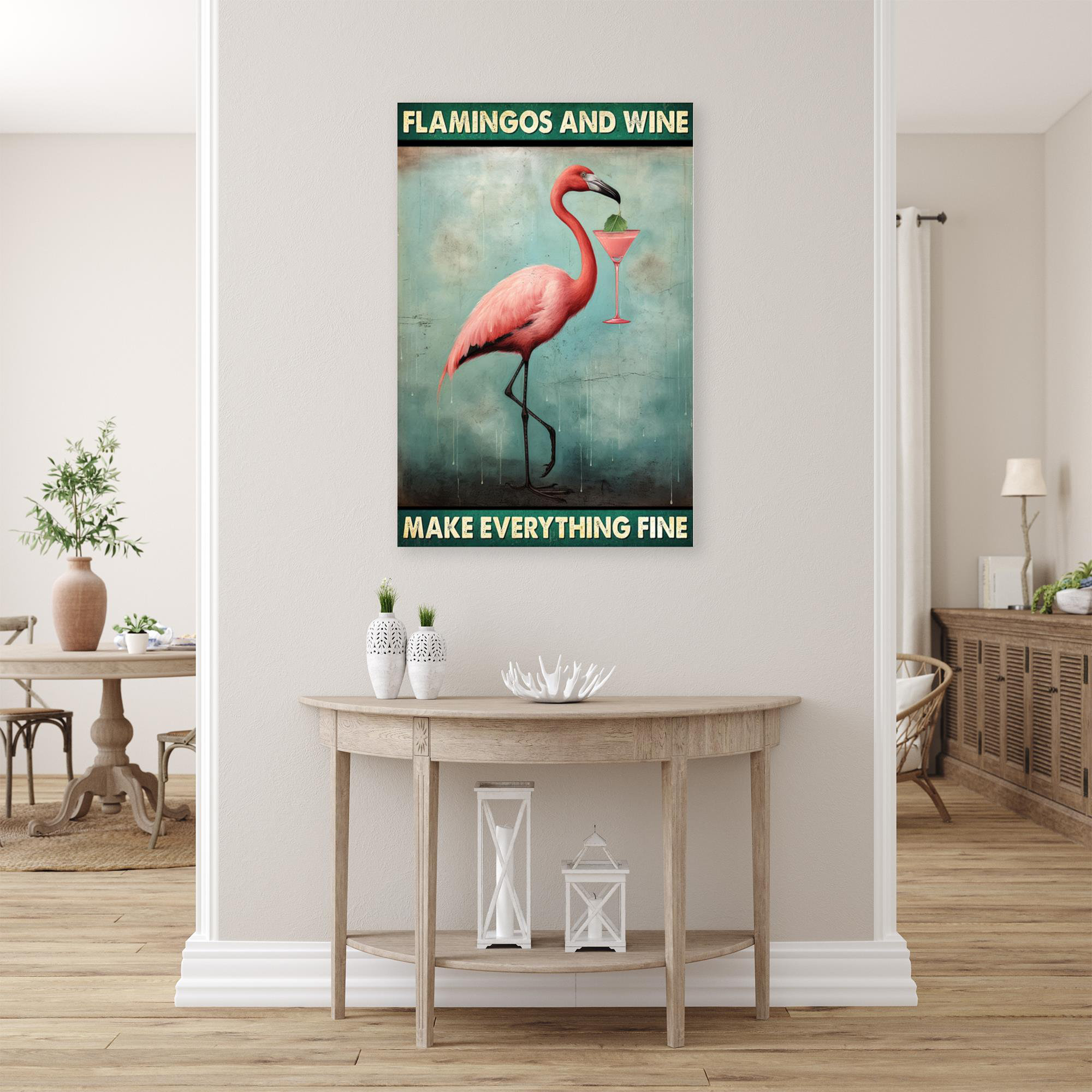 Trinx Flamingos And Wine Make Everything Fine - 1 Piece Flamingos And ...