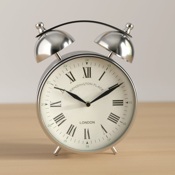Wrought Studio Analog Metal Quartz Alarm Table Clock in Silver ...