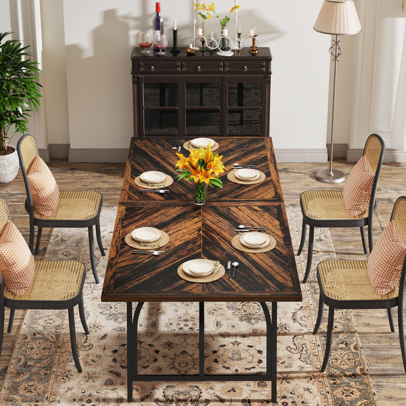 Millwood Pines Categoras Brown Rectangular Dining Table | Wayfair
