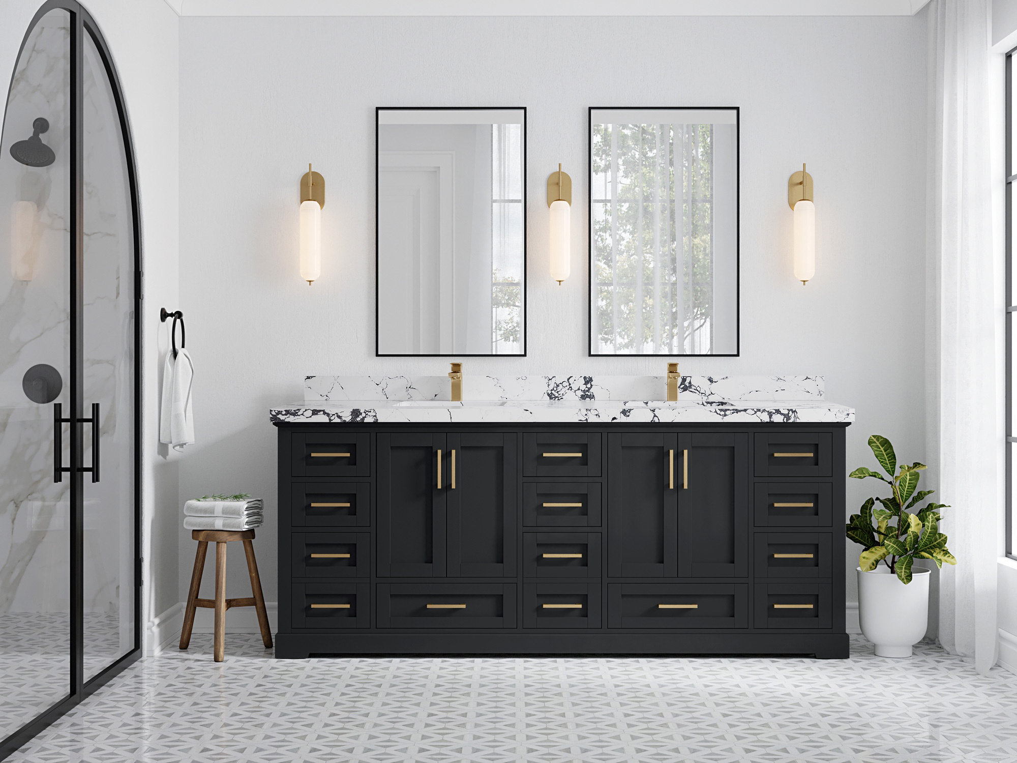 Willow Collections Boston 84 In. W X 22 In. D Double Sink Bathroom ...