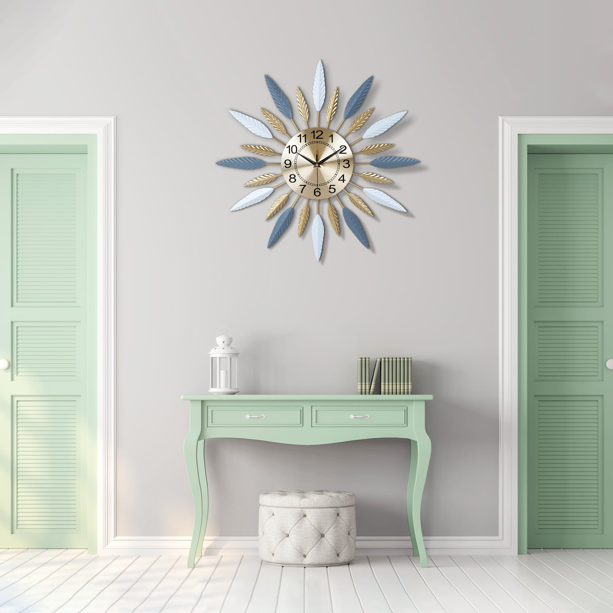 Mercer41 Silent Large Wall Clock For Living Room Décor, Decorative Mid ...