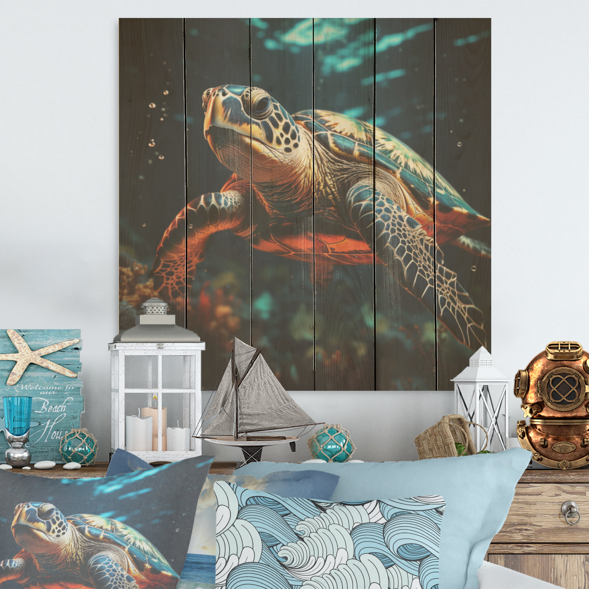 Bay Isle Home™ Realistic Portrayal Of A Turtle I - Turtle Wood Panel ...